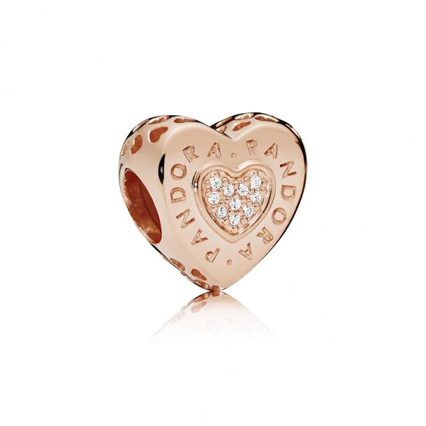 Pandora Rose™ Signature Heart Charm, Clear Cubic Zirconia | REEDS Jewelers