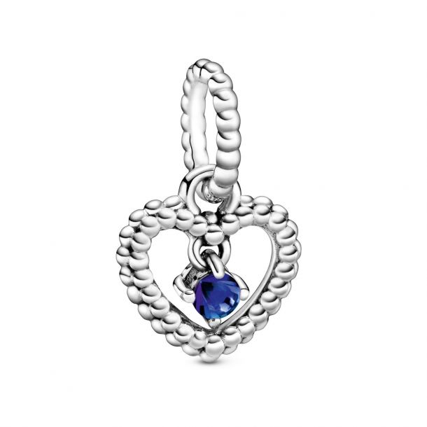 Pandora Sea Blue Beaded Heart Dangle Charm | REEDS Jewelers