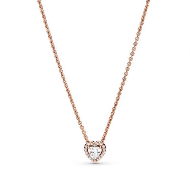 Pandora Sparkling Heart Collier Necklace, Rose Gold-Plated | REEDS Jewelers