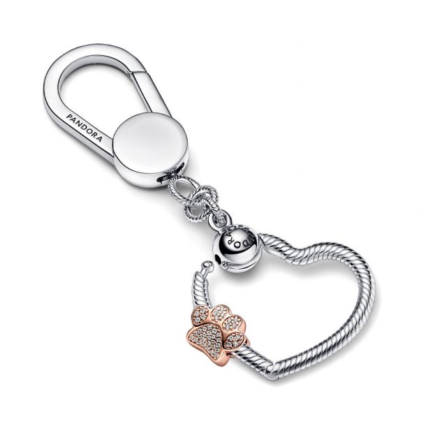 Pandora Sparkling Paw Print Heart Keychain Set | REEDS Jewelers