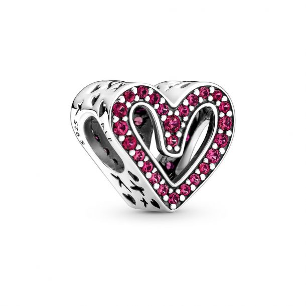 Pandora Sparkling Ruby Red Freehand Heart Charm | REEDS Jewelers