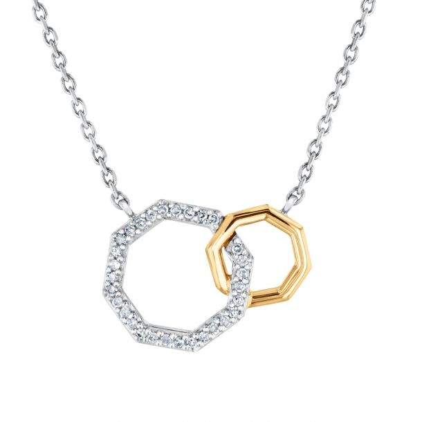 1/10ctw Diamond Two-Tone Interlocking Octagon Necklace | REEDS Jewelers