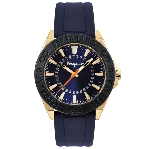 Salvatore Ferragamo Blue Silicone Strap Watch | 43mm | SFMQ00222 ...