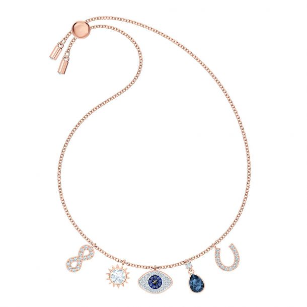 Swarovski Crystal Symbolic Rose Gold-Tone Charm Bracelet, Medium ...