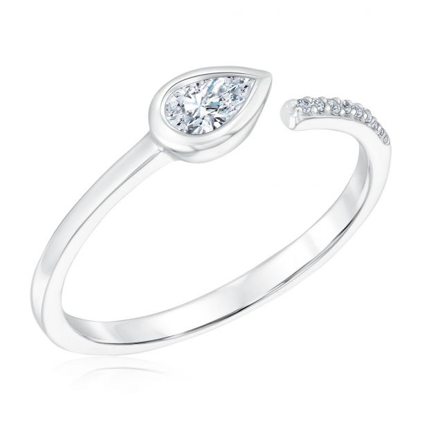 White Gold and Pear Diamond Deconstructed Ring 1/5ctw | REEDS Jewelers