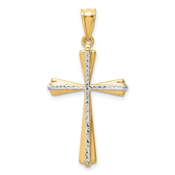 Yellow Gold Diamond-Cut Cross Pendant | REEDS Jewelers