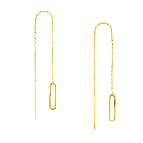 Yellow Gold Paperclip Threader Earrings | REEDS Jewelers