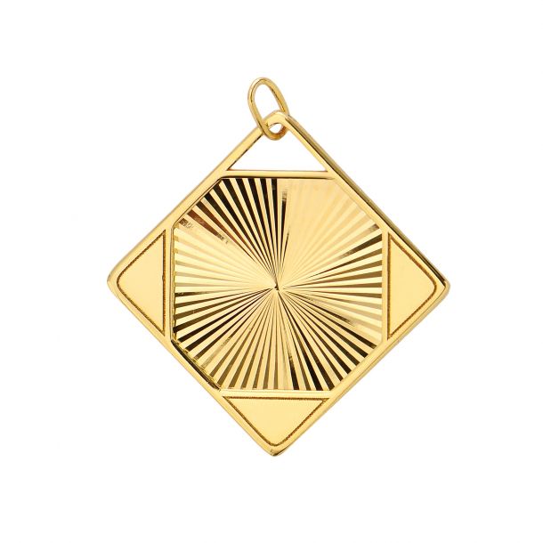 Yellow Gold Solid Radiant Rhombus Pendant | 21mm | REEDS Jewelers