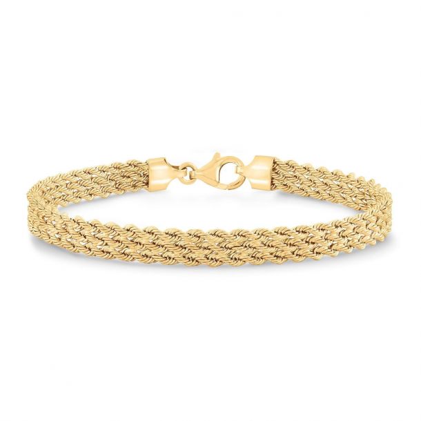 Yellow Gold Triple Strand Rope Bracelet | REEDS Jewelers