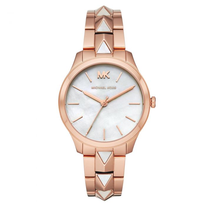 Ladies' Michael Kors Runway Mercer Rose Gold-Tone and Mother-of-Pearl ...