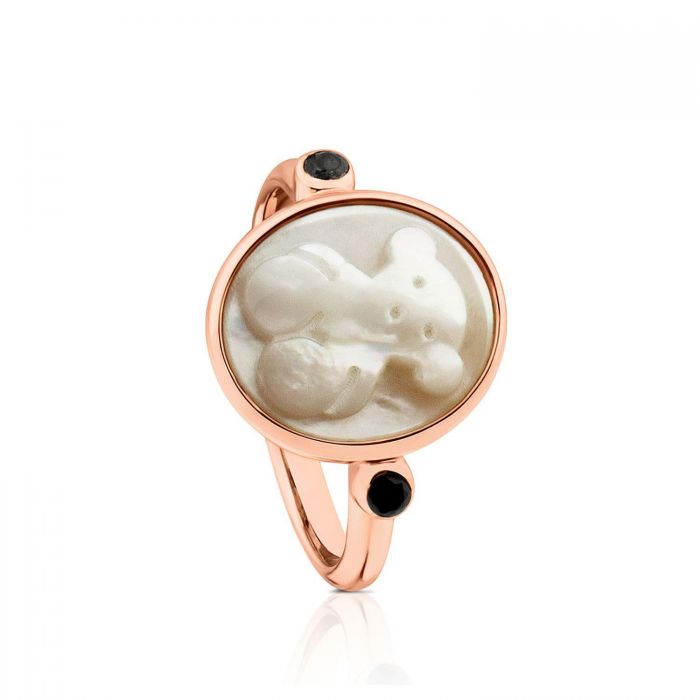 TOUS Mother-of-Pearl and Spinel Camee Rose Gold Plated Ring - Size 7 ...
