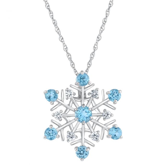 Swiss Blue Topaz and White Sapphire Snowflake Pendant - Item 19175512 ...